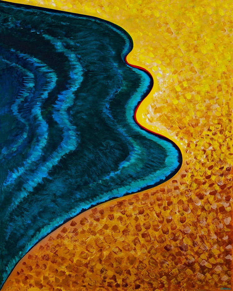 Deep Time_5x6@300 acrylic painting and photography - Blue Hill Public Library